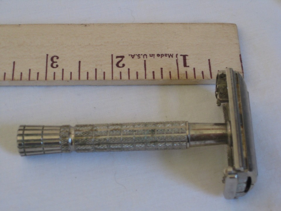 vintage Gillette metal handle shaver shaving safety razor blade holder ...