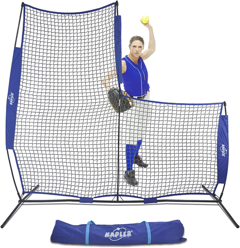 L Screen Baseball Softball Pitching Protection Net, 7X7Ft Softball ...