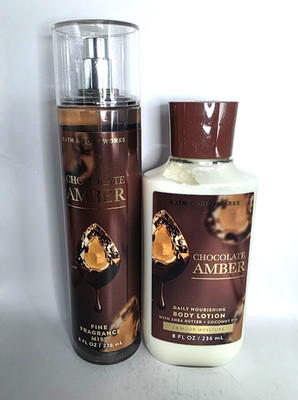 BATH AND BODY WORKS CHOCOLATE AMBER BODY MIST & LOTION 8 FL OZ EACH | eBay