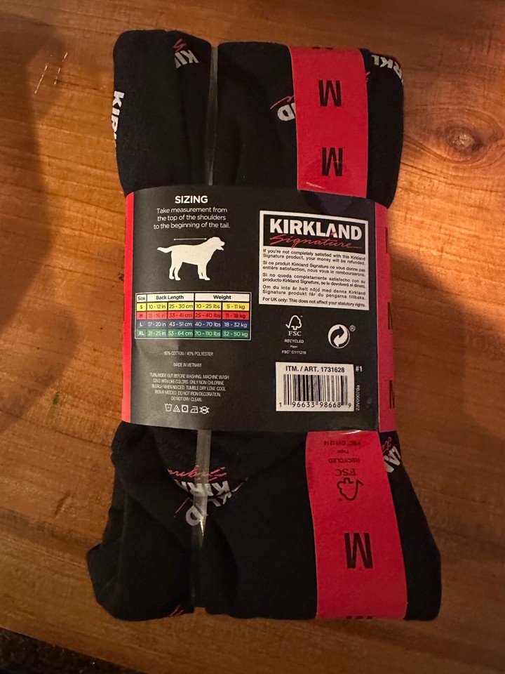 Costco Kirkland Signature Pet Dog Hoodie Jacket - Size - Medium M Color ...