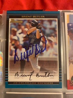 BRENT BUTLER AUTOGRAPHED SIGNED 2002 BOWMAN CARD ROCKIES COA | eBay