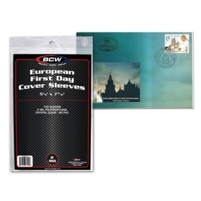 100 BCW European First Day Cover Postcard Sleeves 5-1/8 x 7-13/16" (130 ...