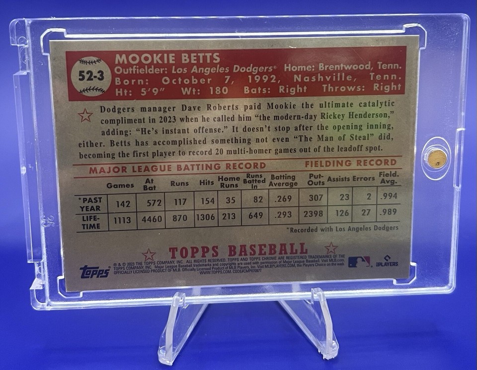 2023 Topps Chrome Lids Mitchell & Ness - 1952 Design #52-3 Mookie Betts ...