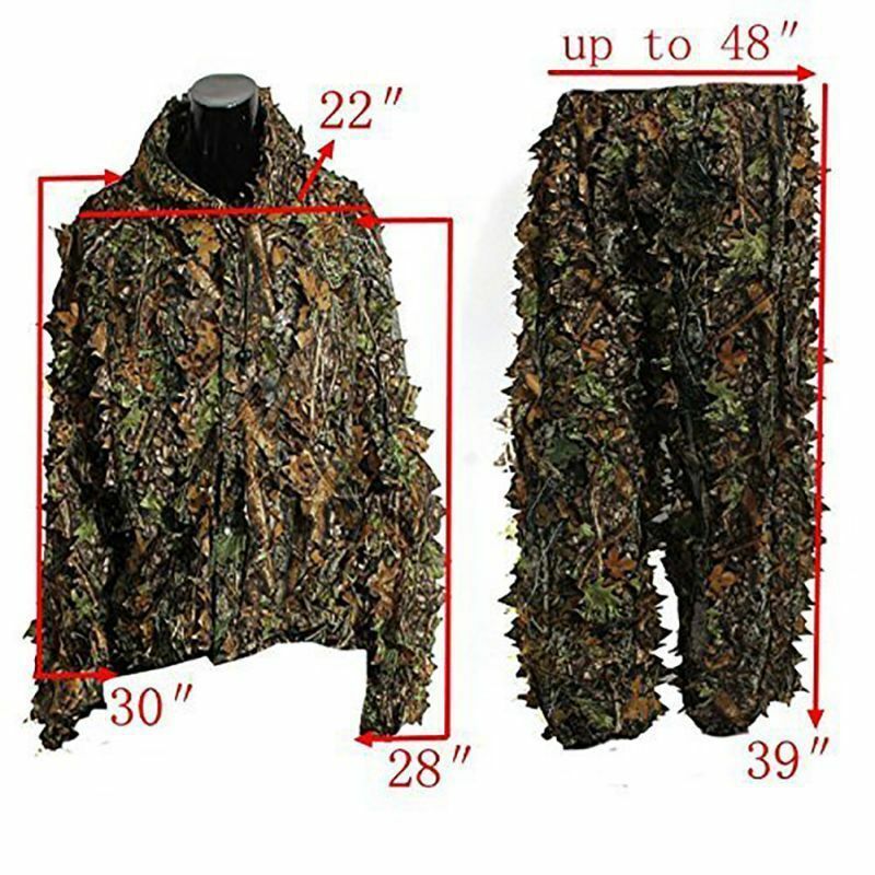 3D Bionic Leaf Adults Ghillie Suit Camo Army Jungle Woodland Hunting ...