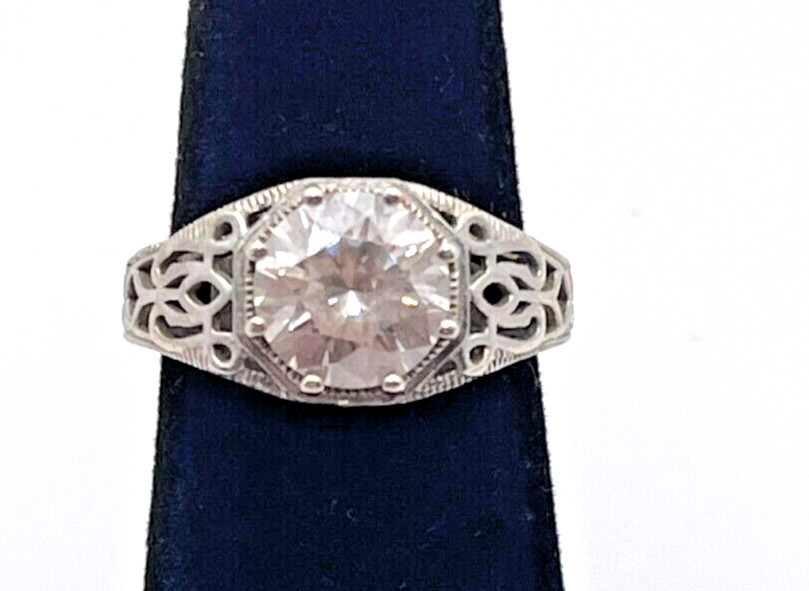 Fc 925 Sterling Silver Cz Estate Ring Size 5 - Gem