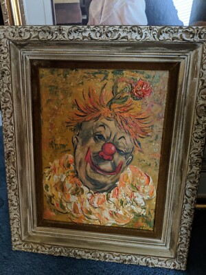 Clown Oil Painting By Doris Adams, Tim Burton's High School Art Teacher ...
