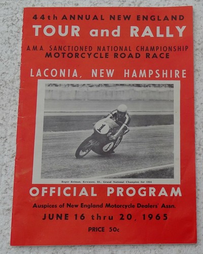 1965 New England Tour & Rally Motorcycle Program Laconia NH; Roger ...