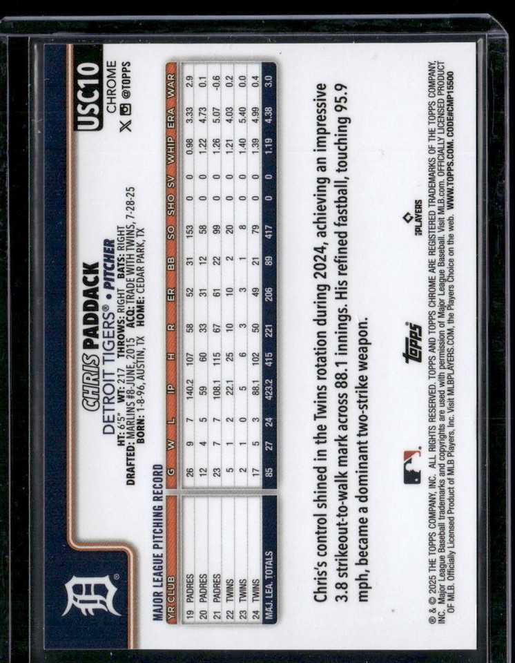 2025 Topps Chrome Update Sapphire Chris Paddack Gold /50 Refractor | eBay