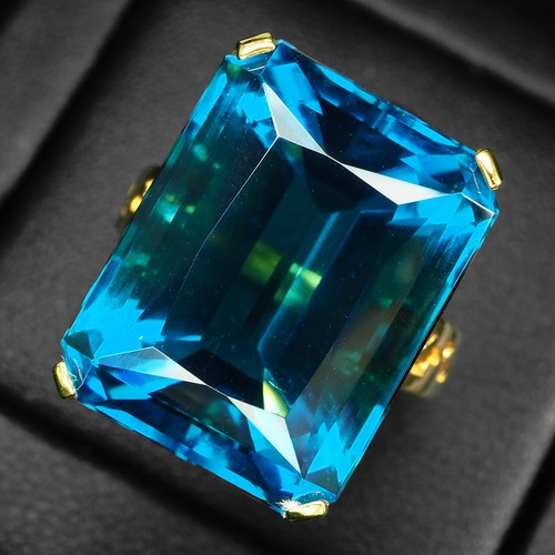 London Blue Topaz Rectangle 21.70Ct 925 Sterling Silver 24K Gold Plated ...