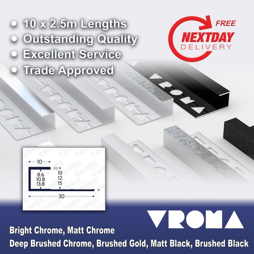 TILE TRIM BRASS BLACK GOLD Edge BOX CAPPING - ALUMINIUM - VROMA SINGLE ...