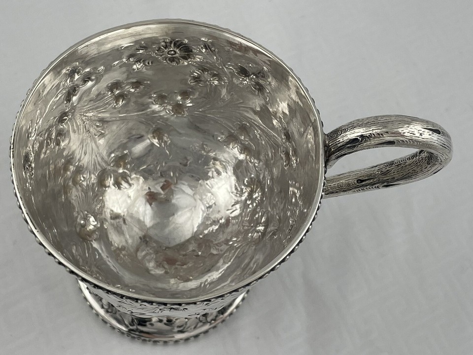 Bailey & Co Phila Fancy Coin Silver Beaded & Repoussed Footed Cup | eBay
