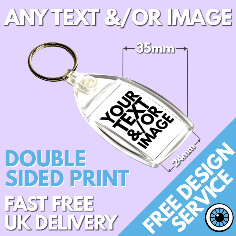 Custom Printed Key Ring Personalised Keyrings Family Photo Logo Kids ...