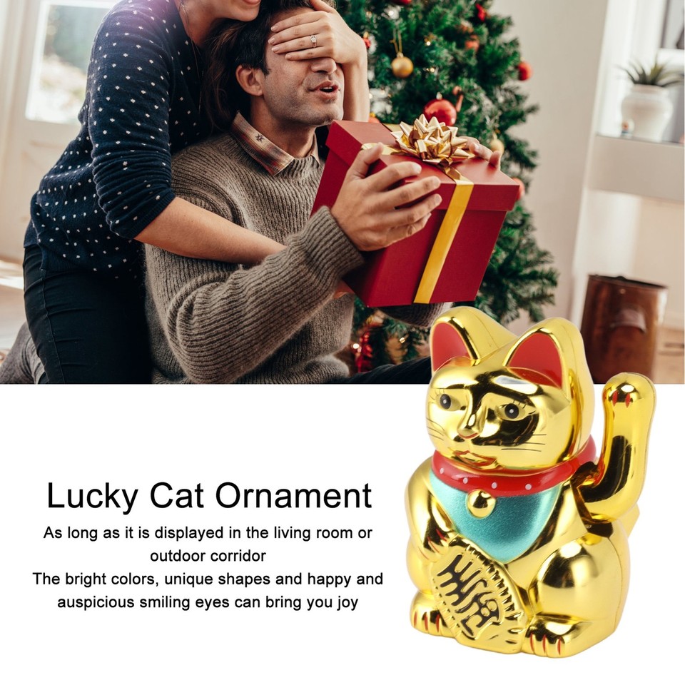 Solar Powered Waving Lucky Cat Solar Powered Gold Welcoming Waving Hand ...