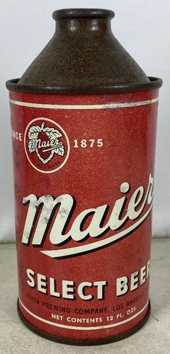 Vintage 1950's Cone Top Beer Can Maier Select Beer Los Angeles, CA | eBay