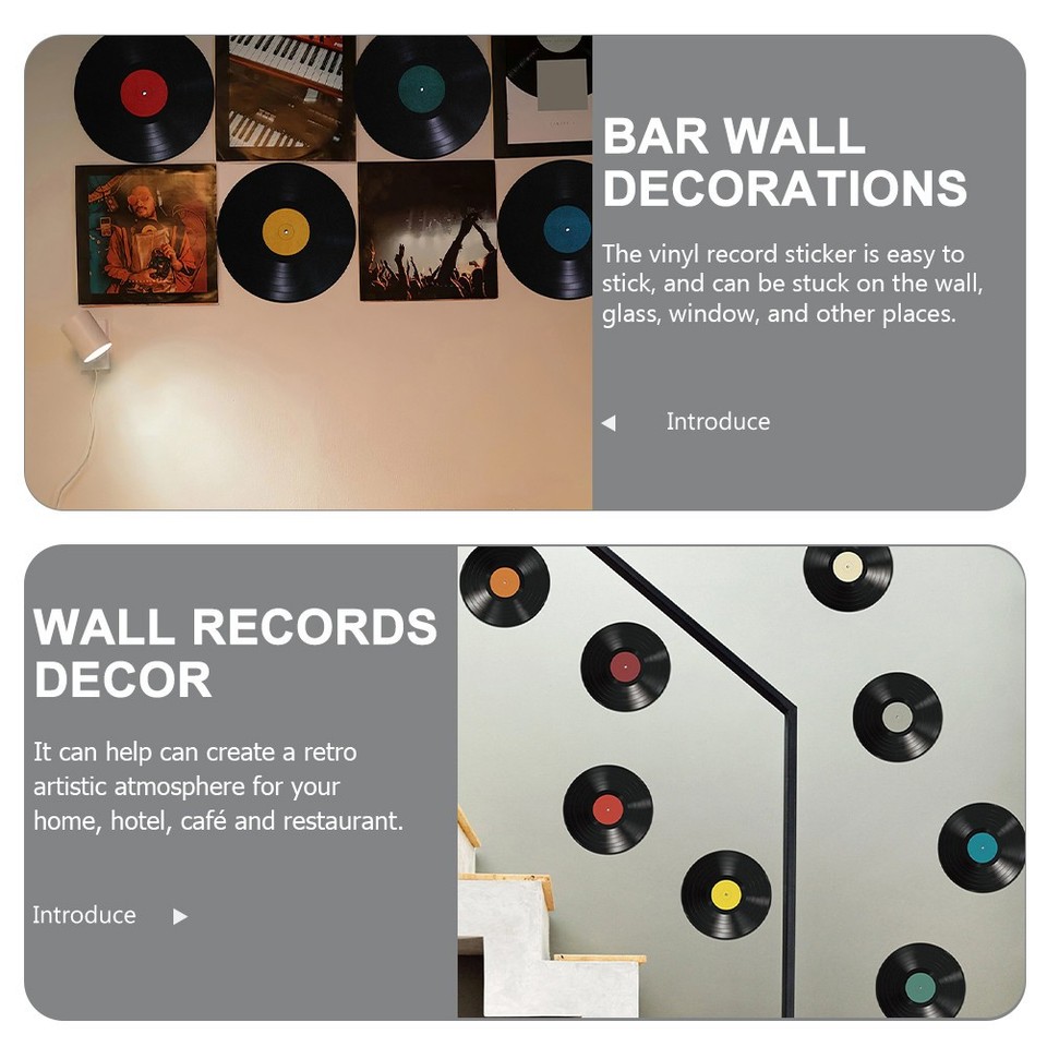 24pcs Record Wall Sticker Cafe and Bar Wall Vinyl Record Decals Music ...