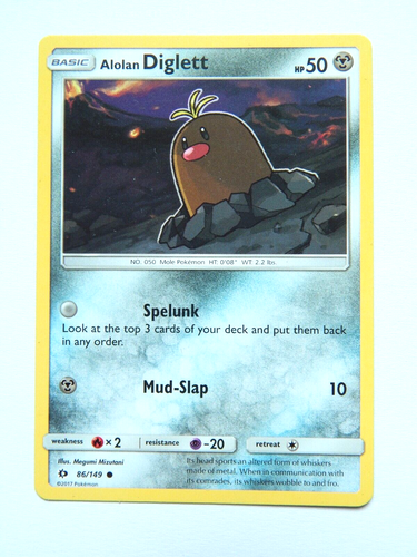 Alolan Diglett 86/149 NM Sun & Moon Base Set TCG Card ENG Regular Metal ...