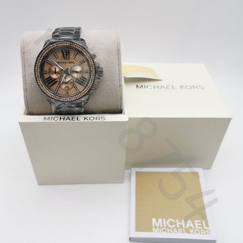 New Michael Kors MK5879 Wren Everest Black Rose Gold Crystals Dial ...