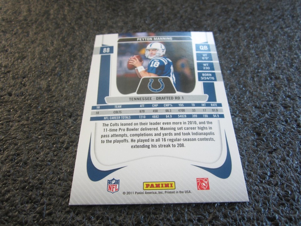 2011 PANINI PRESTIGE NFL CARD PEYTON MANNING COLTS/HOF #88 | eBay
