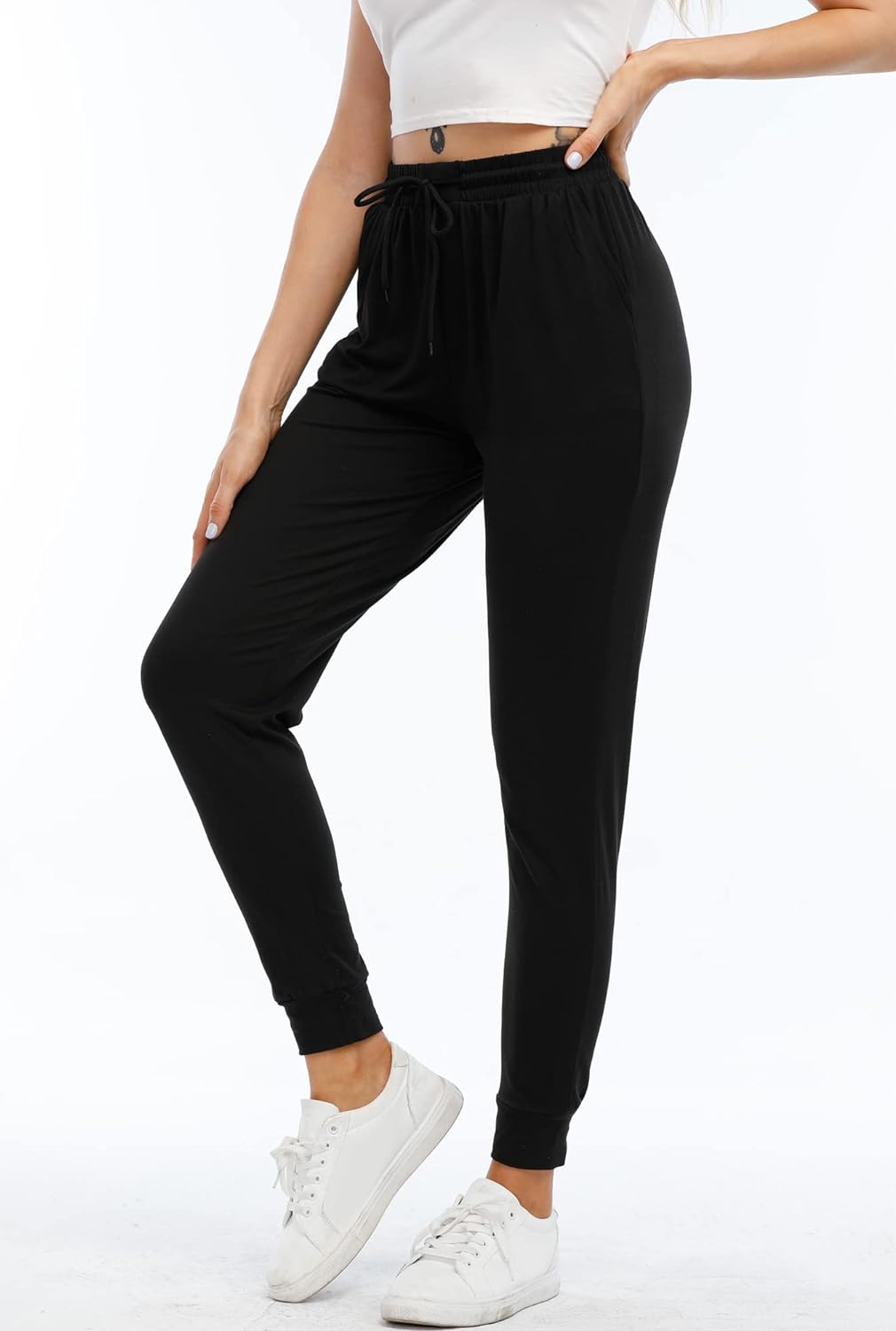 Womens Joggers with Pockets & Drawstring-Sweatpants for Women Workout ...