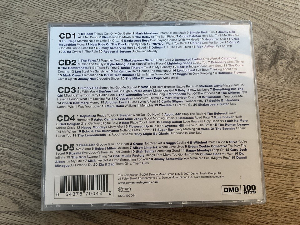 Various Artists - 100 Hits (90's, 2007) 5 X Cd - FATCASE 654378700422 ...