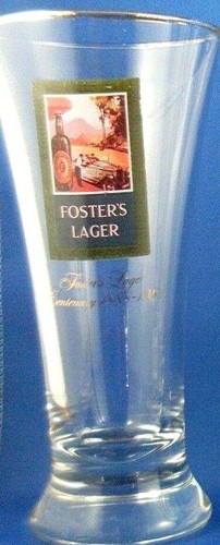 FOSTER'S LAGER 100 YEAR CENTENARY Beer Glass BAR Man Cave Breweriana ...