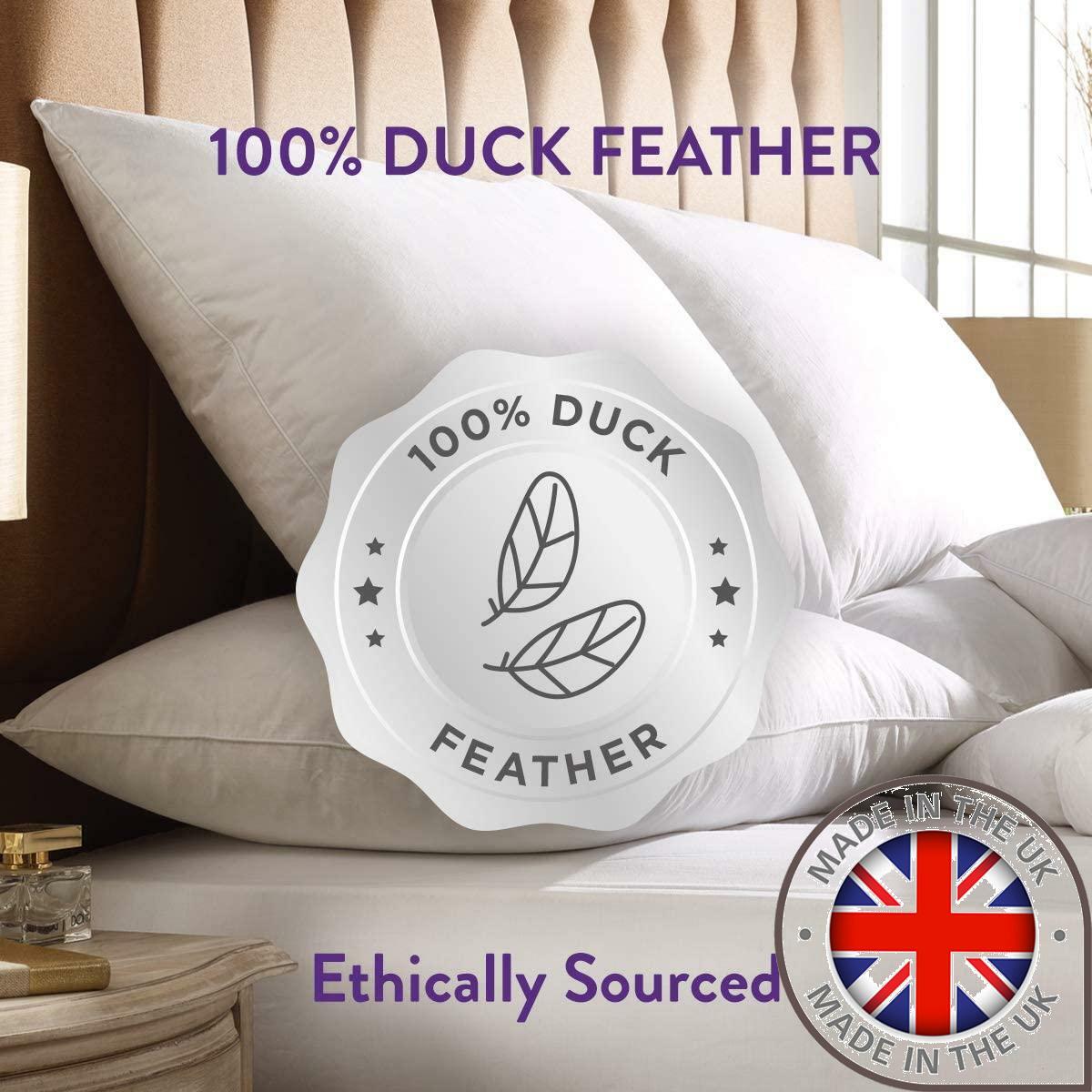 Slumberdown Duck Feather Pillows 2 Pack - Hotel Quality Made in the UK ...