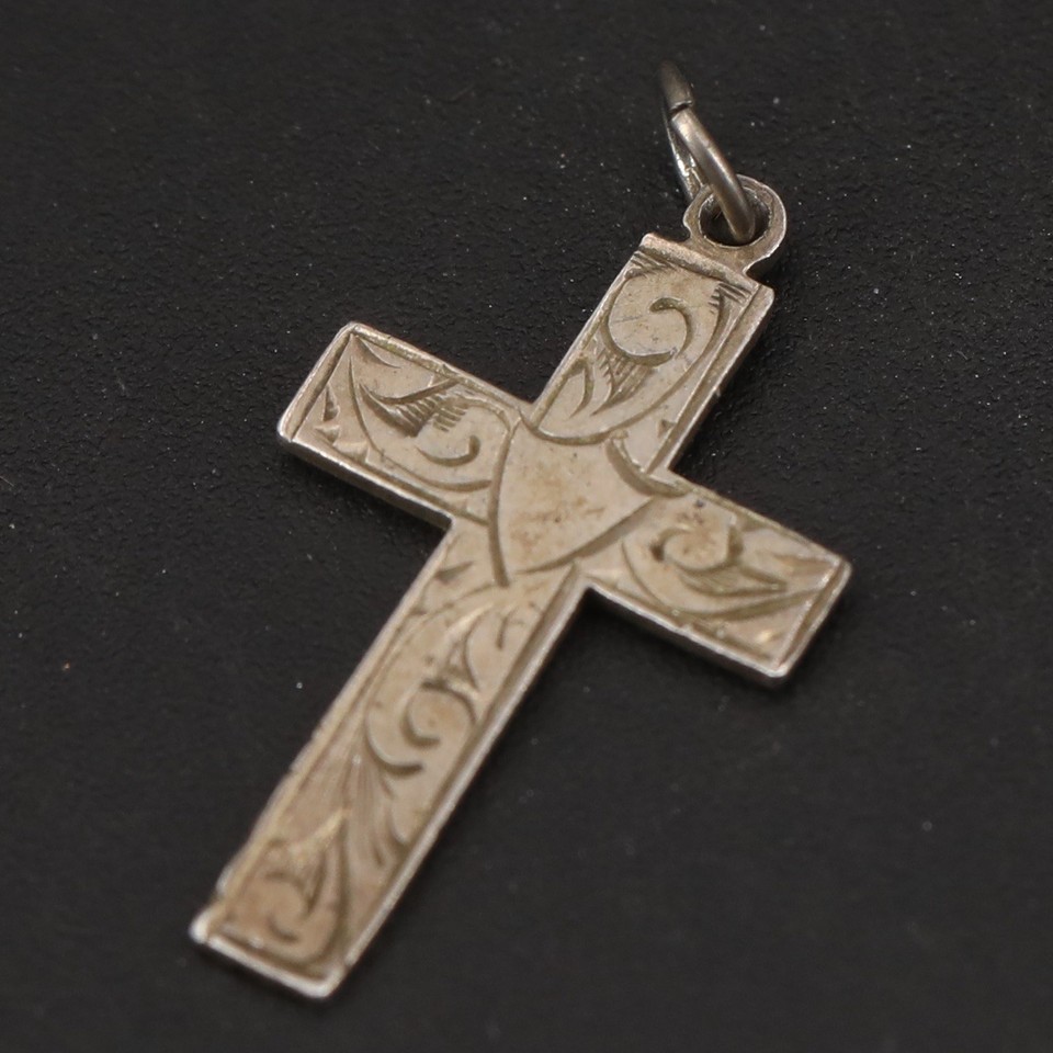 VTG Sterling Silver - VICTORIAN Era Hand Engraved Cross Bracelet Charm ...