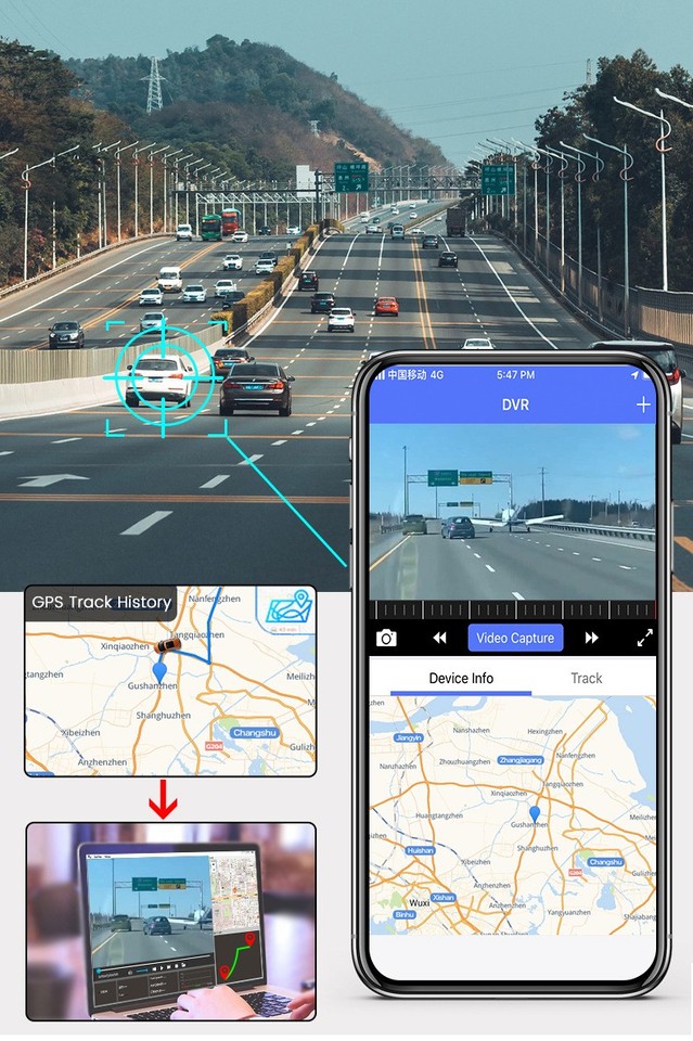 4g Lte Car Dash Cam With Live Streaming 24/7 Parking Mode 2k Dual Lens ...