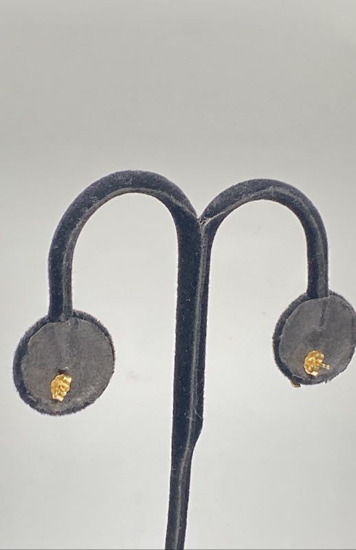 14k Yellow Gold Melee Diamond & Tanzanite 10.3mm x 8.9mm Post Earrings ...