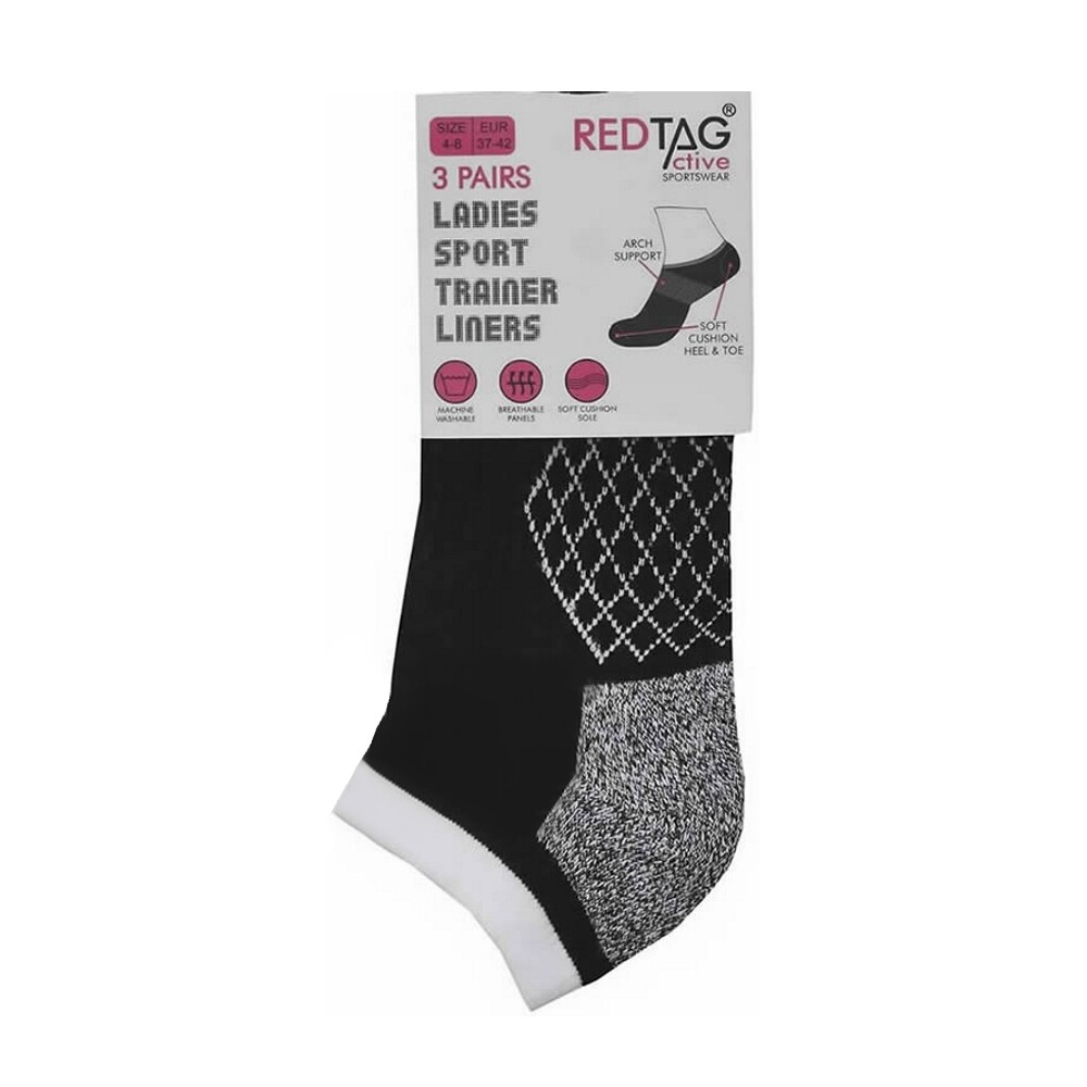 Womens Trainer Socks 4-8 Heel Toe Cushioned Ladies Sports Gym Yoga ...