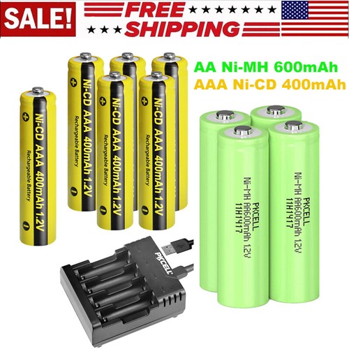 Lot 1.2V AA AAA Rechargeable Batteries Ni-MH Ni-CD Cell / Smart Battery ...