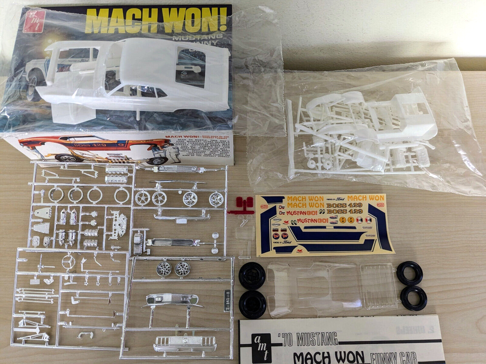 SUPER RARE! **NIB VINTAGE AMT MACH WON MUSTANG FUNNY CAR KIT *SEALED ...