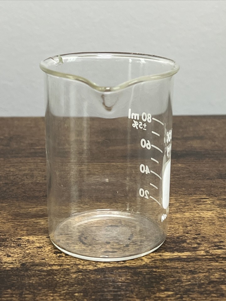 Vintage Pyrex USA 100 ml No. 1000-T Small Glass Beaker 3” H Laboratory ...