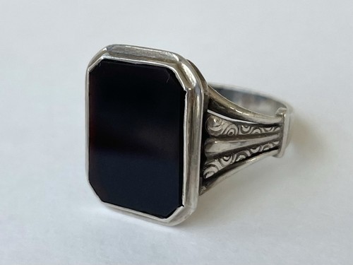 WW2 German Soldier 830 Silver Ring w Onyx Stone Tablet - Art Nouveau | eBay