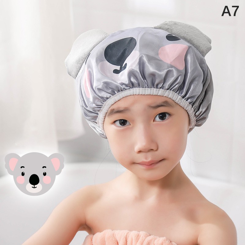 Cartoon Thick Waterproof Bath Hat Double Layer Shower Hair Cover ...
