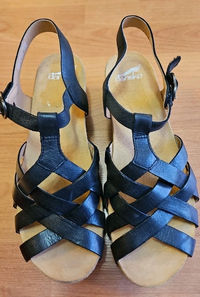 Dansko Womens Tinley Wedge Sandals Black Sz EU37/US 6.5-7 DISPLAY MODEL ...