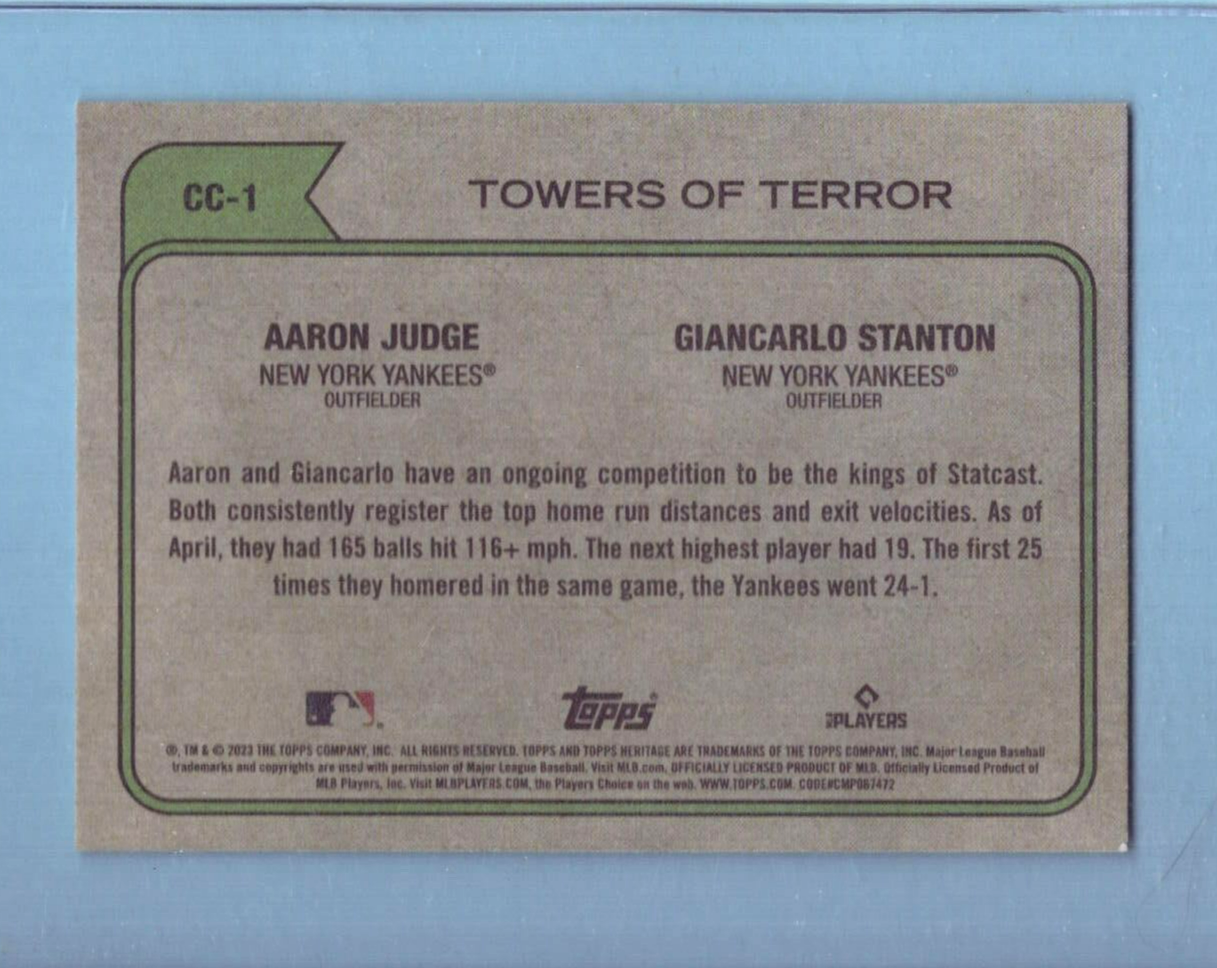 Judge / Stanton 2023 Heritage High Number Combo Cards Towers of Terror ...