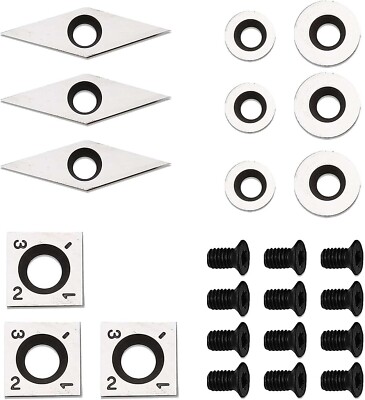12 Pieces Carbide Cutter Inserts Set For Wood Lathe Turning Tools,12 ...