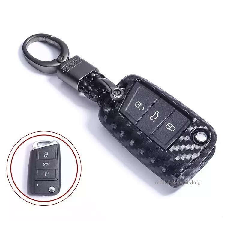 Carbon Fibre Key Cover For Seat Leon Ateca Ibiza VW Golf MK7 .5 Case ...