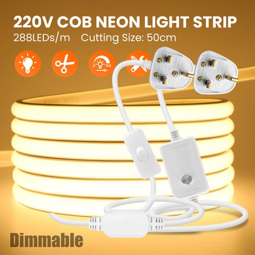 220V Neon COB LED Strip Lights Flexible Tape Outdoor Waterproof IP67 ...