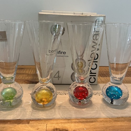 Bonfire Circleware Ball Stem Cocktail Flute Bar Glasses 8 oz. Bubbles ...