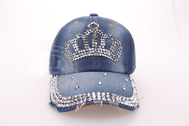 1PCS Fashion Rhinestone Crown Denim Baseball Peaked Cap Hat | eBay