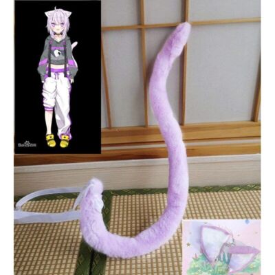 Anime Vtuber Hololive Nekomata Okayu Cosplay Plush Tail Ears Prop ...