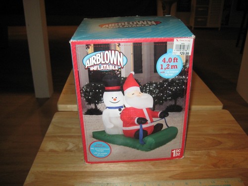 Gemmy Airblown Inflatable 4' Santa & Snowman on Sled Box included | eBay