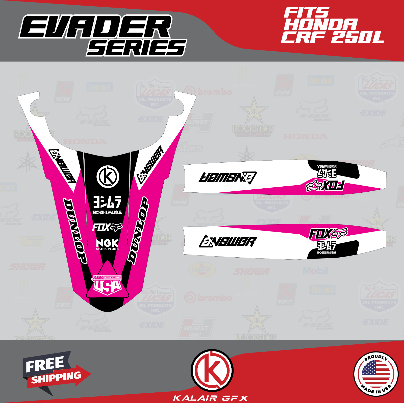 Graphics Kit for HONDA CRF250L 2012-2020 Evader - Magenta | eBay