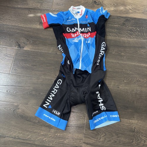 Castelli Speed Suit Short Sleeve Size XL Garmin Sharp Skinsuit Front Zip Used | eBay