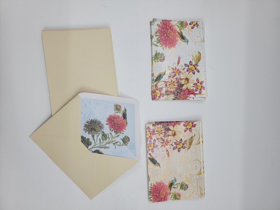 Punch Studio Notecards in Box Set of 12 Floral Bird Garden (2 Designs ...