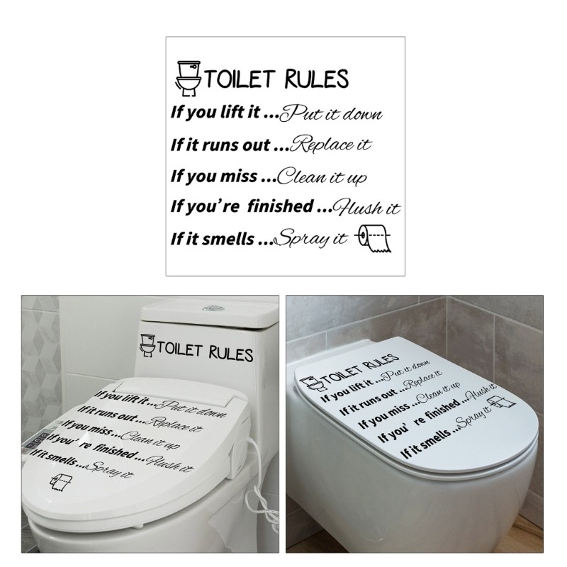 DIY Removable Toilet Rules Sticker Wall Quotes Sign Washroom Bathroom ...