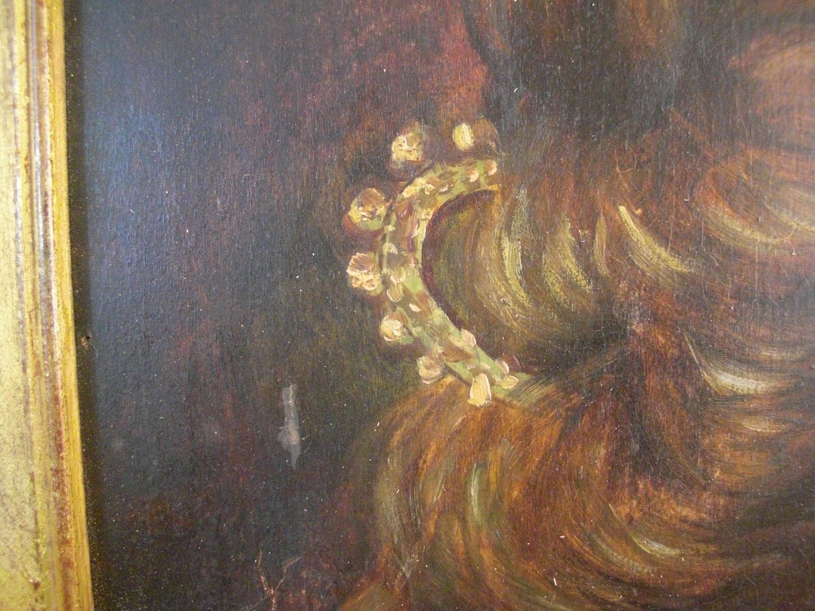 Pre Raphaelite Painting Woman Portrait Bust Gold Gilt Wood Frame ...