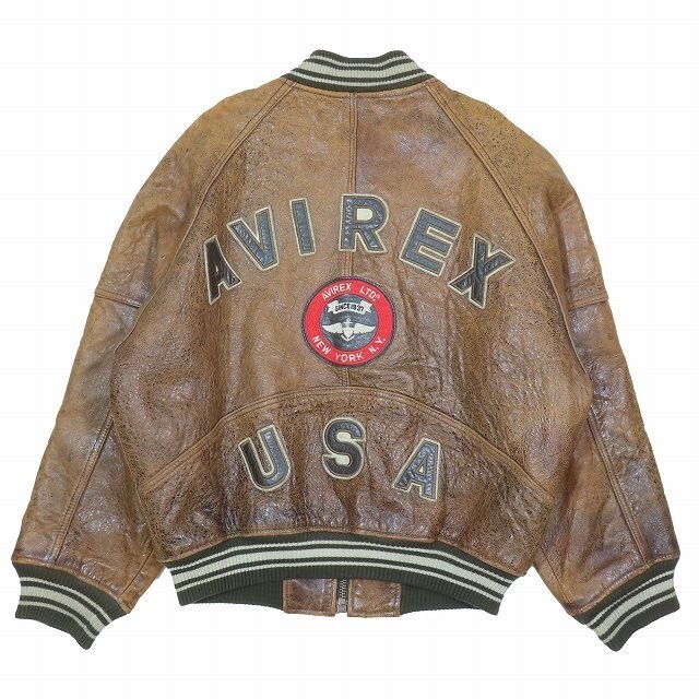 AVIREX Arch Logo Brown Genuine Leather Men M Stadium … - Gem